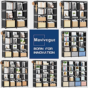 Mavivegue Book Shelf, 9+12+16+18 Cube Storage Organizer, DIY Bookcase, Metal Cube Bookshelf, Tall Book case for Bedroom, Living Room,Office, Closet Storage Organizer, Black Cubicle Storage Rack-Black