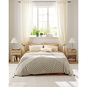 CHOEZON Nightstand with Charging Station, Side Table with Rattan-Style Drawer and Storage Shelf, Modern Rattan Night Stand with 2 USB Ports, Boho End Table Bedside Table for Bedroom, Natural MBZ01UWO