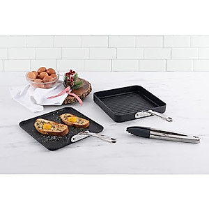 All-Clad HA1 Hard Anodized Nonstick Griddle 11x11 Inch Oven Broiler Safe 500F, Lid Safe 350F Pots and Pans, Cookware Black