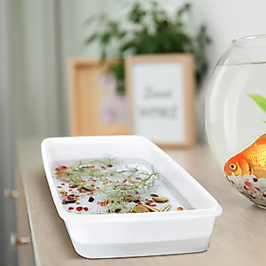 Suzile 10 Pcs Plastic Tub with Lids 14.17 x 9.45 x 4.33 Inch Commercial Tote Box Deep Restaurant Containers with Lids Fish Food Service Bus Tubs for Meat Storage Washing Dishes Art Supplies Toy(White)