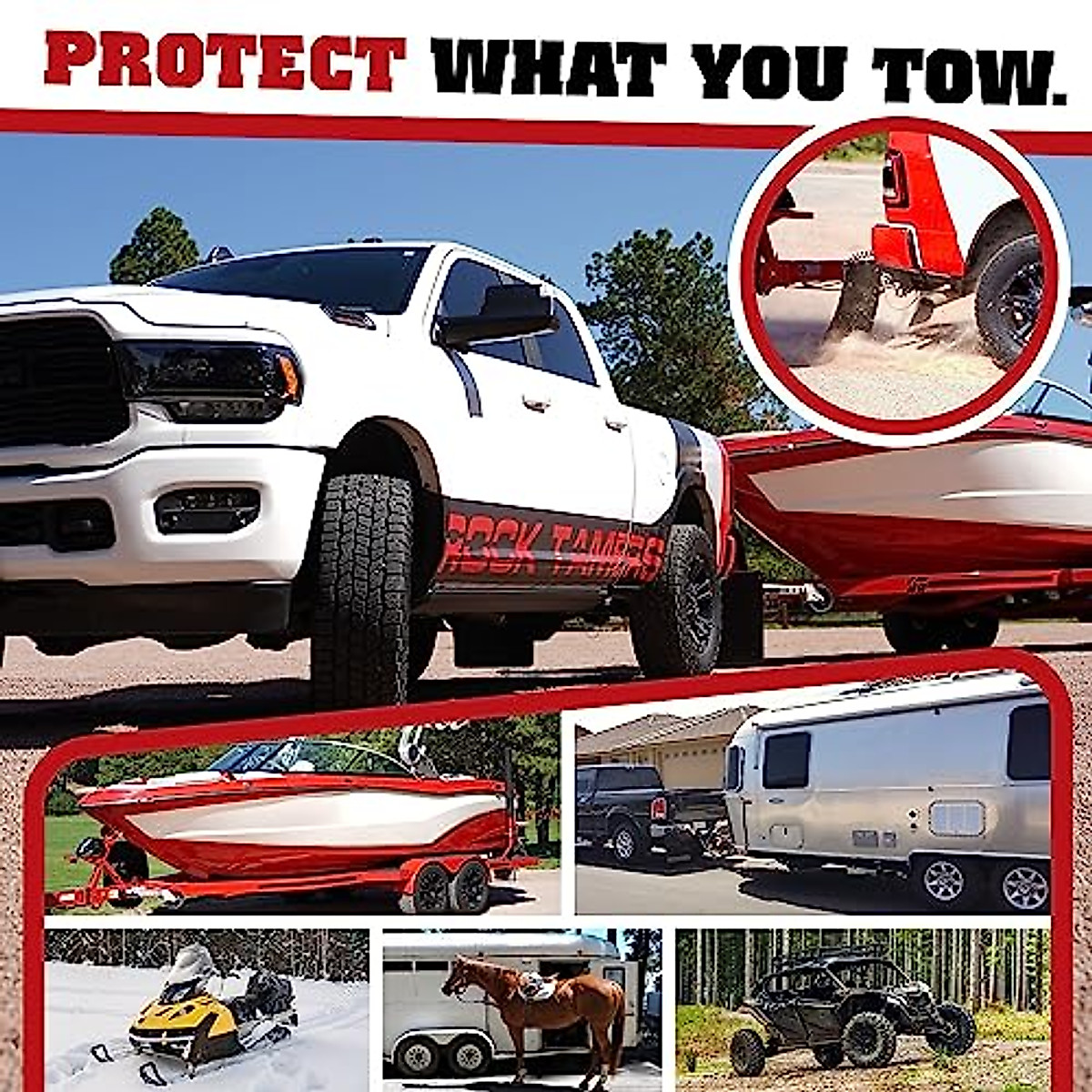 Rock Tamers Mudflap System 00108 2" Hub with Matte Black Stainless Steel Trim Plates