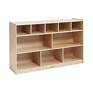 ECR4Kids 5+5 Mobile Storage and Tray Cabinet, Classroom Furniture, Natural
