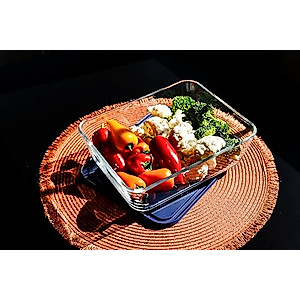 DURA LIVING 4-Piece Glass Food Storage Container (2 Containers + 2 Lids) | 11-Cup Rectangular, Leakproof | Microwave, Freezer, Oven & Dishwasher Safe | Ideal for Meal Prep & Pantry Organization