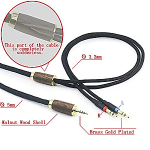 NewFantasia 2.5mm Trrs Balanced Cable Compatible with Hifiman Sundara, Ananda, Arya, HE400SE, HE4XX, Edition XS Headphone (2 x 3.5mm Version) 6N OCC Copper Silver Plated Cord Walnut Wood Shell 6.7ft