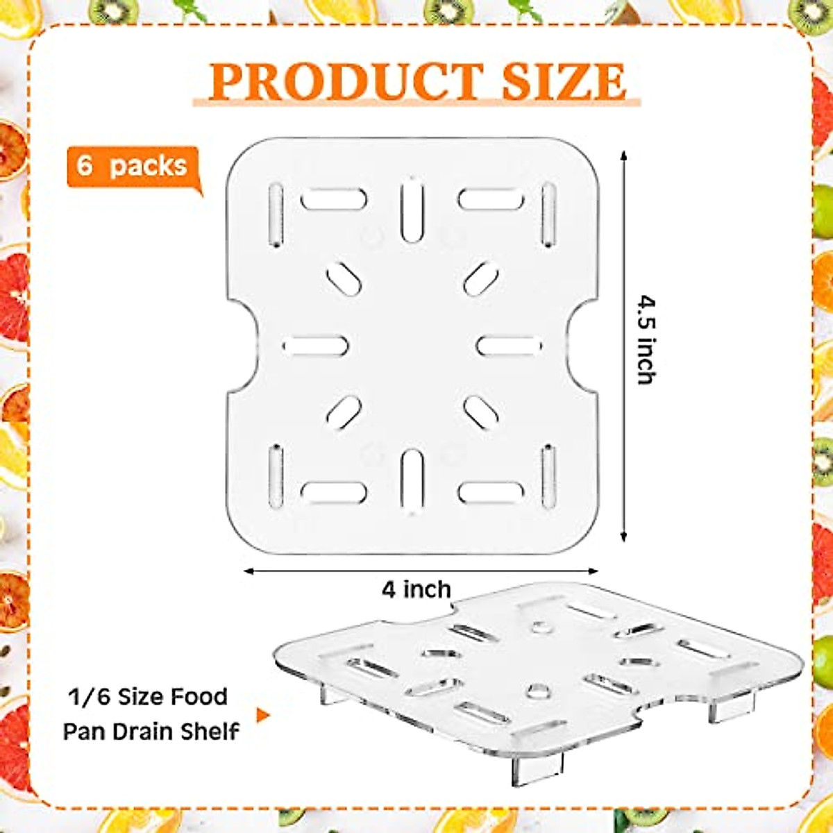 Zubebe 6 Pcs Plastic Drain Shelf for Size Food Pan Clear Plastic Grate Acrylic Food Drain Trays for Kitchen Restaurant Hotel (1/6)
