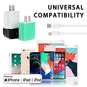 [Apple MFi Certified] iPhone Fast Charger,3 Pack 20W PD USB C Wall Charger Adapter with 3 Pack 6FT Type C to Lightning Cable Compatible with iPhone 14 13 12 11 Pro Max XR XS X,iPad