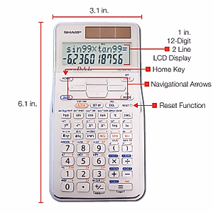 Sharp EL-531TGBDW 12-Digit Scientific/Engineering Calculator with Protective Hard Cover, Battery and Solar Hybrid Powered LCD Display, Great for Students and Professionals, Silver
