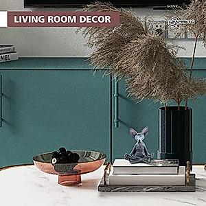 GRAPMKTG Room Decor Cute Sphynx Cat Statue 1 Pack Aesthetic Home Decor Abstract Sculpture for Living Room Office Kawaii Cats on Shelf Yoga Meditation Decor Desk Coffee Table Black