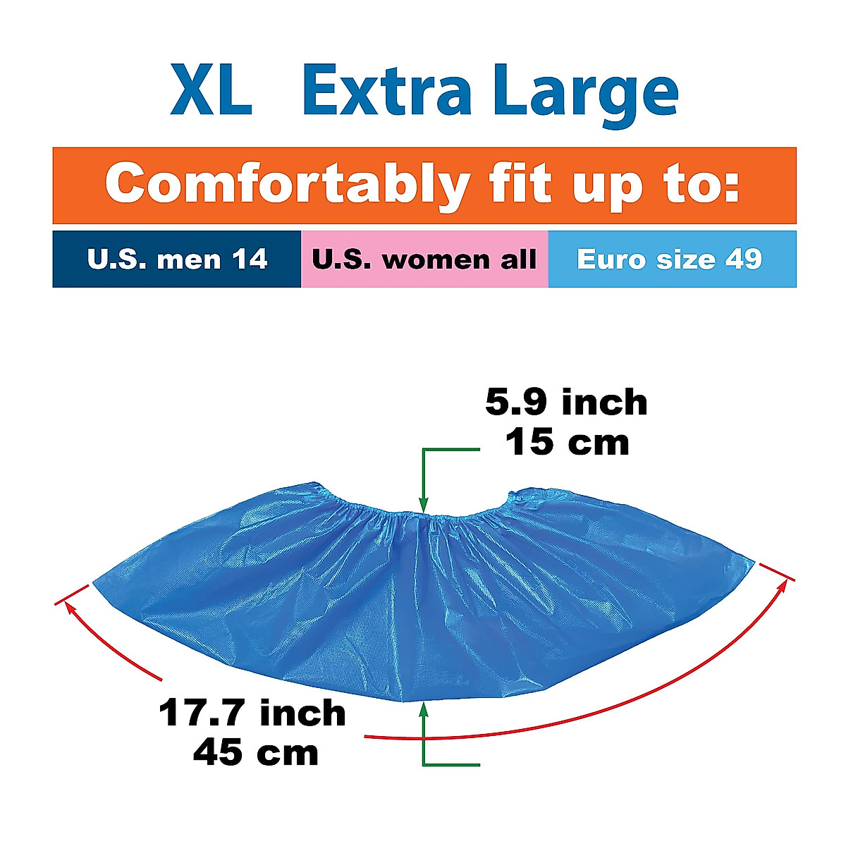 ProtectX Disposable Shoe & Boot Covers, XL Extra Large, 100-pack (50 pairs), Waterproof, Slip Resistant, Durable CPE plastic, Fits up to Men’s 14 US Size and All Women’s US Size Shoes