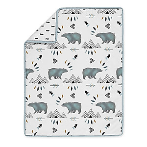 Sweet Jojo Designs Bear Mountain Watercolor Baby Boy Crib Bedding Set 4 pieces