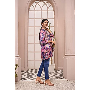 IshDeena Indian Kurti Tops for Women: Boho and Peasant Blouses, Loose Fit Tunic Tops, Silky Soft for Office or Travel (Medium/Pink)