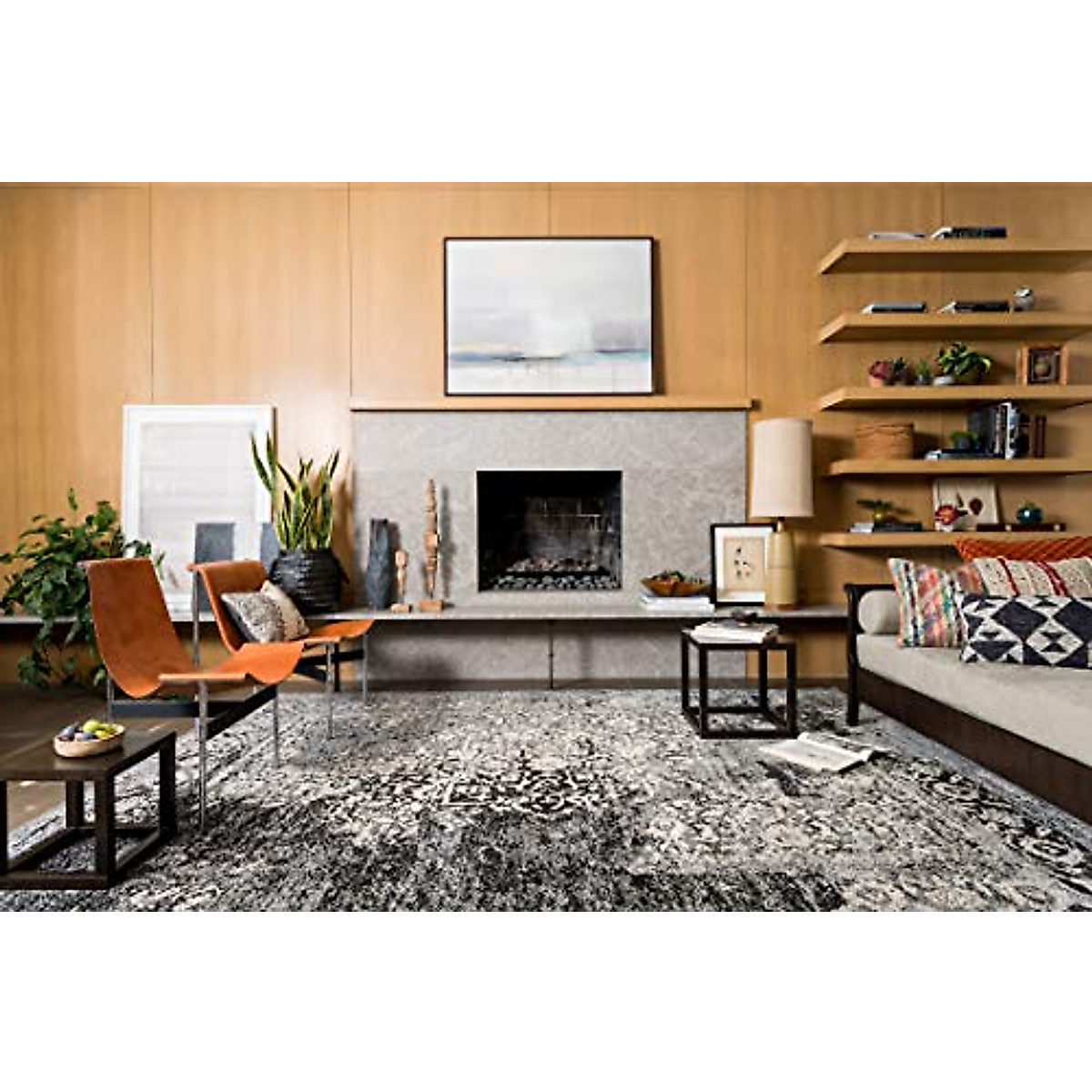 Loloi Emory Black/Ivory 5'-3" x 7'-7" Area Rug