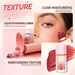 Mousse Liquid Blush, Liquid Blush Beauty Wand with Sponge Tip Easy to Apply for a Natural Radiant Look, Matte Silky Texture, Long-Lasting, Lightweight Blush Liquid Makeup (5# Mystery)