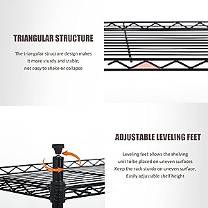 NChanmar 3-Tier Wire Shelving Unit Storage Shelves Shelf Organizer 30"x23"x12" Heavy Duty Metal Storage Rack Wire Rack NSF Height Adjustable for Laundry Bathroom Kitchen Garage Shelving(Black)