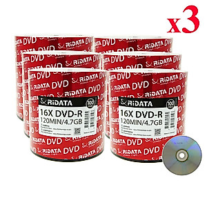 1800 Pack Ridata DVD-R 16X 4.7GB 120 Min Silver Logo Top Blank Data Video Media Recordable Disc