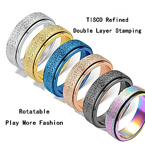 Frostaly Potassium Ion Spinning Ring, Frostaly Potassiumion Spinni Ring, Lymphvity Detox Ring for Women, Rotating Brushed Titanium Steel Rotating Ring (Colorful,12)