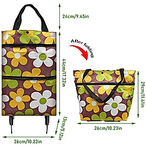 Foldable Shopping Bag with Wheels, Portable Trolley Bags for Shopping, Tote Grocery Bags Shopping Cart