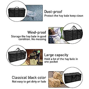 PawGiant Hay Bale Storage Bag, 420D Large Waterproof Hay Bag with 3-Sided Zipper, Foldable Portable Hay Bale Tote Bag for Horse, Cattle, Livestock, and Christmas Tree (45" x 23" x 14")