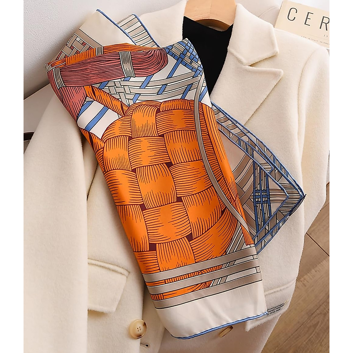 SHIROUYU 100% Mulberry Silk Scarf 35" Large Square Lightweight Scarf - Women's Silk Shawl -Silk Headband - Gift Packed