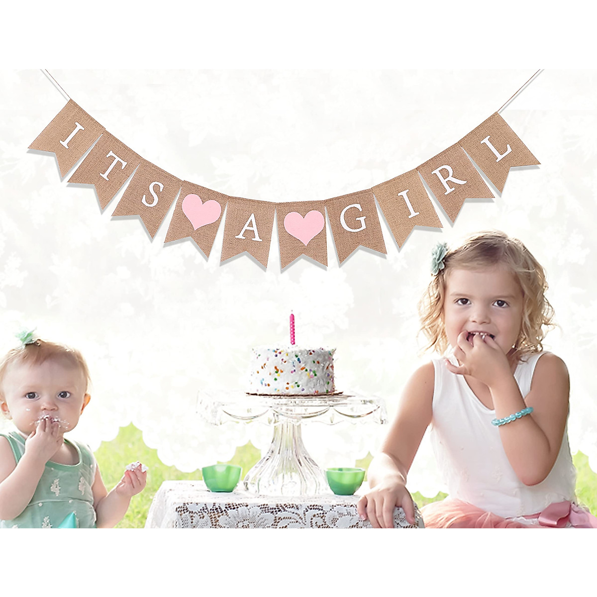 Burlap Banner for Baby Girl Shower - Baby Girl Shower Decorations,Its A Girl Burlap Banner,Best Girls Birthday Party Supplies (Its A Girl Burlap Banner)