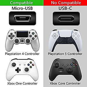 GEEKRIA Micro USB Extension Charging Cable Compatible with Playstation 4, DualShock 4, PS4 Slim/Pro, Xbox One S/X, Elite USB-A to Micro USB Splitters Charger Cord (2 Pack, 5.6FT, Black)