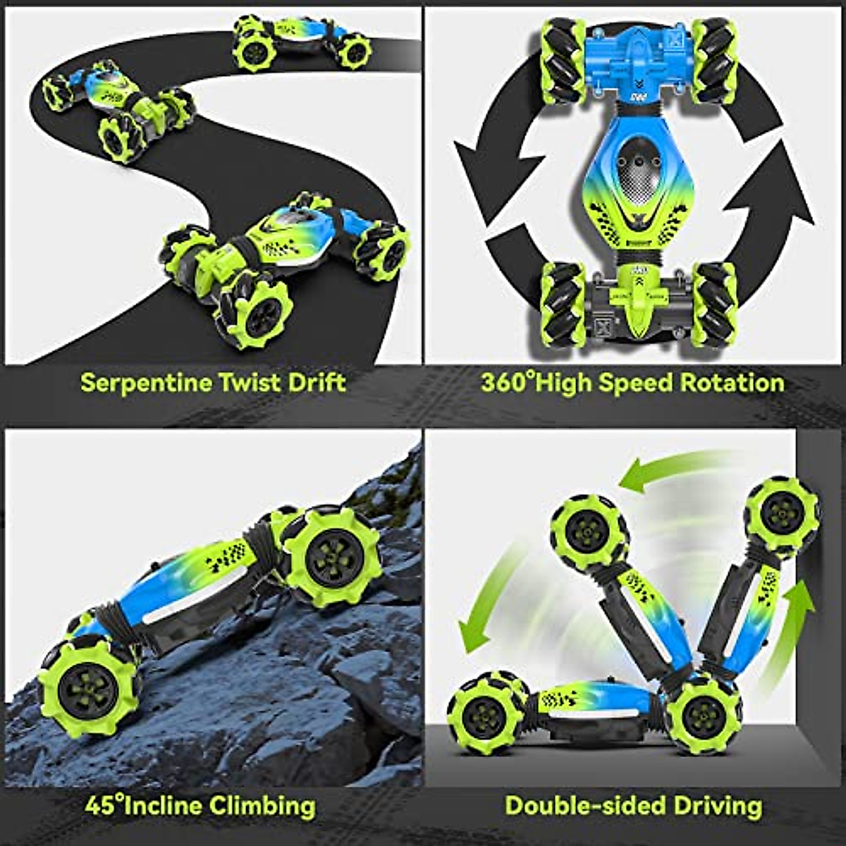 Dysaim Gesture RC Car Hand Controlled Stunt Car for 6-12 yr Boys Girls, 4WD 2.4GHz Remote Control Gesture Sensor Toy Cars Drift Twist Car Offroad with Light Music for Ages 8-13 Kids Birthday Gift