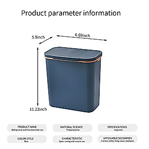 AKEIVN Rash Can Kitchen Compost Bin 3 Gallon Hanging Small Garbage Cans with Lid for Cabinet Door, Counter Top or Under Sink,Trash Can Suitable for Bathroom,Living Room,Bedroom,Kitchen,Office,Car