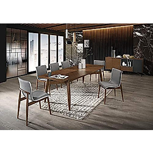 Limari Home Margit Collection Modern Style Beveled-Edge Walnut Finished Ash Veneer Top 8 Persons Rectangular Dining Table with Solid Wood Legs and Base, Brown