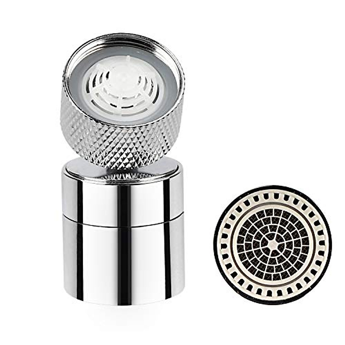 KWODE Faucet Aerator Sprayer Kitchen Sink 360-Degree Swivel Dual-Modes Faucet Head Attachment Female Thread with Male Thread Adapter