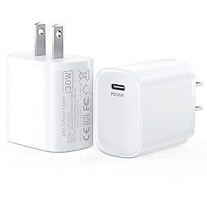30W USB C Fast Charger, 2-Pack USB-C Power Adapter PD 3.0 GaN Wall Plug for iPhone 14/14 Pro/14 Pro Max/14 Plus/13 Pro/13 Pro Max, Galaxy, iPad Pro Mini, MacBook Air, Samsung Galaxy S22 & More