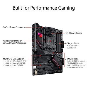 ASUS ROG Strix B550-F Gaming AMD AM4 Zen 3 Ryzen 5000 & 3rd Gen Ryzen ATX Motherboard (PCIe 4.0, 2.5Gb LAN, BIOS Flashback, HDMI 2.1, Addressable Gen 2 RGB Header and Aura Sync)