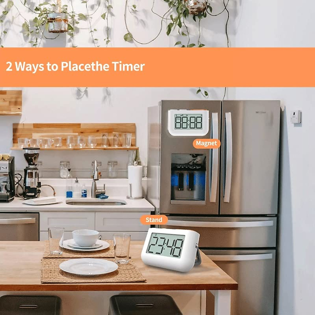 JEUSDF Multifunctional LCD Digital Loud Clock Timers Electronic Countdown Timer Classroom Home Kitchen Cooking Alarm