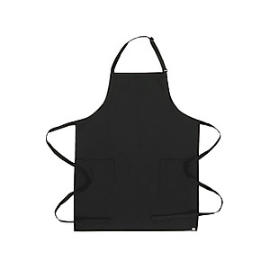 Chef Works Unisex Two Patch Pocket Bib Apron, Black, One Size