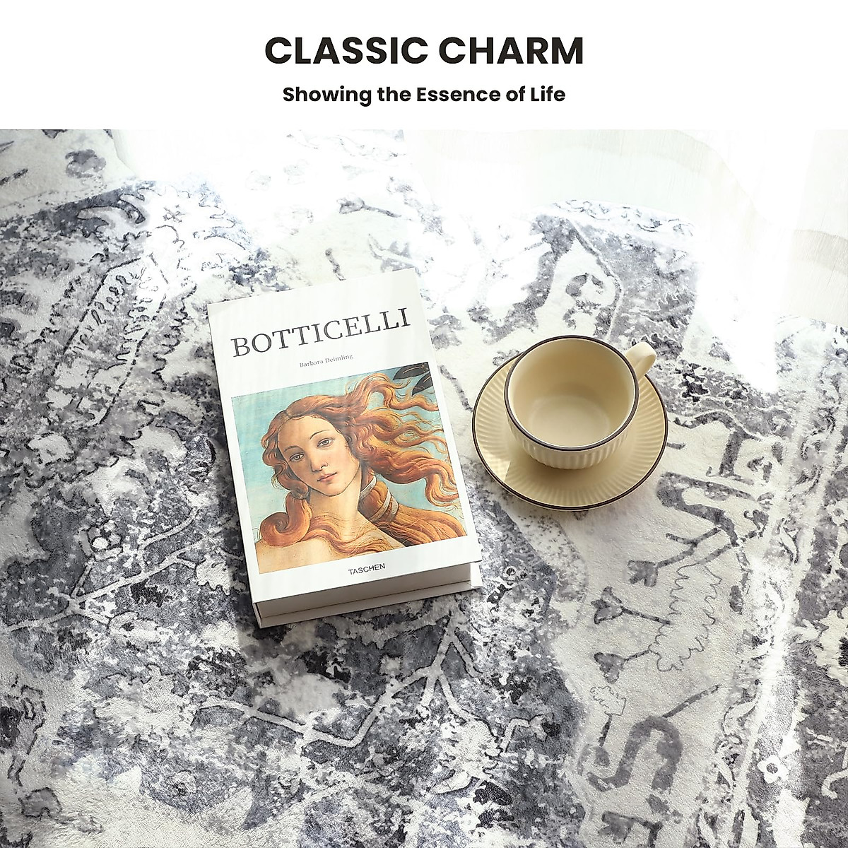 QD-Udreamy Area Rugs for Living Room - 9x12 Area Rugs, Machine Washable Rugs 9x12, Non-Slip, Stain Resistant Soft Boho Vintage Large Carpet Low Pile Thin Rugs for Living Room Bedroom