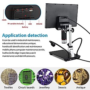 Soldering Microscope, 10.1-inch LCD Digital Microscope Coin Microscope, Compatible with Windows/OS/TV, Supports 1080P Video Record, HDMI Digital Microscope for Adults with Station, 32GB TF Card