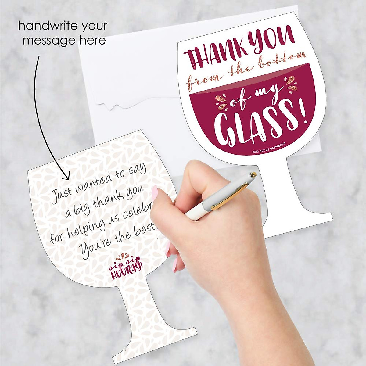 Big Dot of Happiness But First, Wine Tasting Party Thank You Note Cards with Envelopes - Set of 12