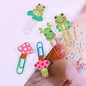 Toyvian Fun Frog Paper Clips, Creative Animal Shape, Small Paper Clips Bookmarks, Cute Paper Clips Frog Mushroom Paper Clips, Funny Desk Accessories Decor, Markers for Office Supplies 5 Pieces