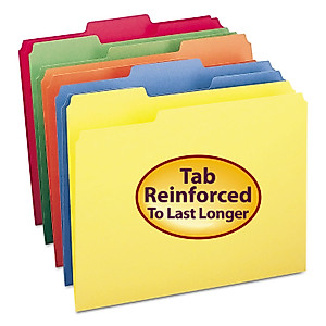 Smead 12943 File Folders 1/3 Cut Top Tab Letter Yellow 100/Box