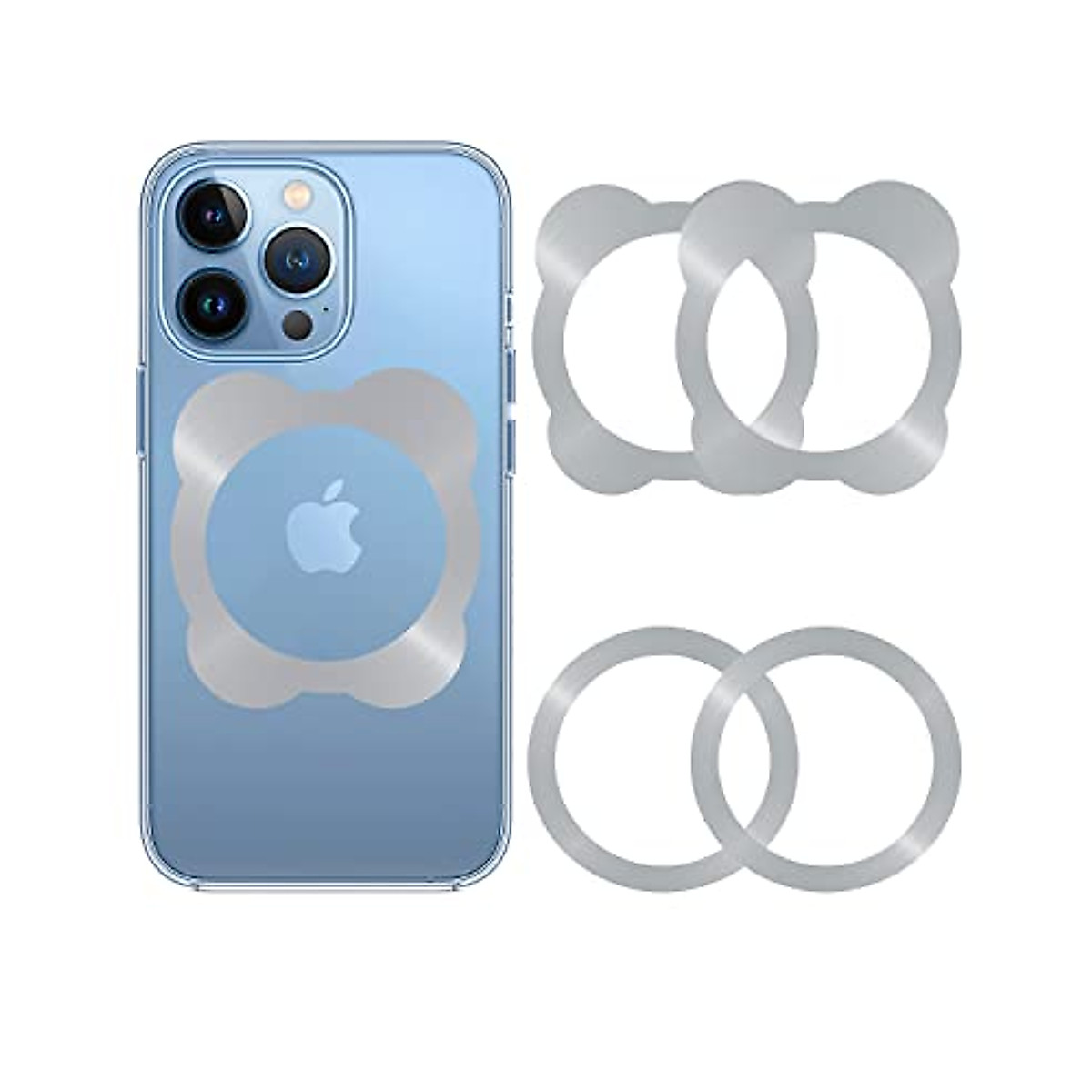 Metal Ring for Phone Case Wireless Charging/Magnetic Cell Phone Ring Holder, mag Attachment Ring, mag Sticker Safe, Compatible with Smartphone, 4 Pieces