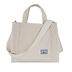 Century Star Corduroy Small Mini Tote Bag Crossbody for Women Handbag Fashion Casual Eco Travel Shoulder Bag White One Size