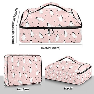 Kcldeci Insulated Thermal Food Carrier Insulated Casserole Carrier for Hot or Cold Food,Penguins and Stars Insulated Tote Bag for Potluck Cookouts Parties Picnic,Lasagna Lugger