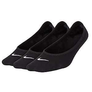 Nike Everyday Lightweight Footie Training Socks, Nike Socks Women, Black/White (3 Pair), M