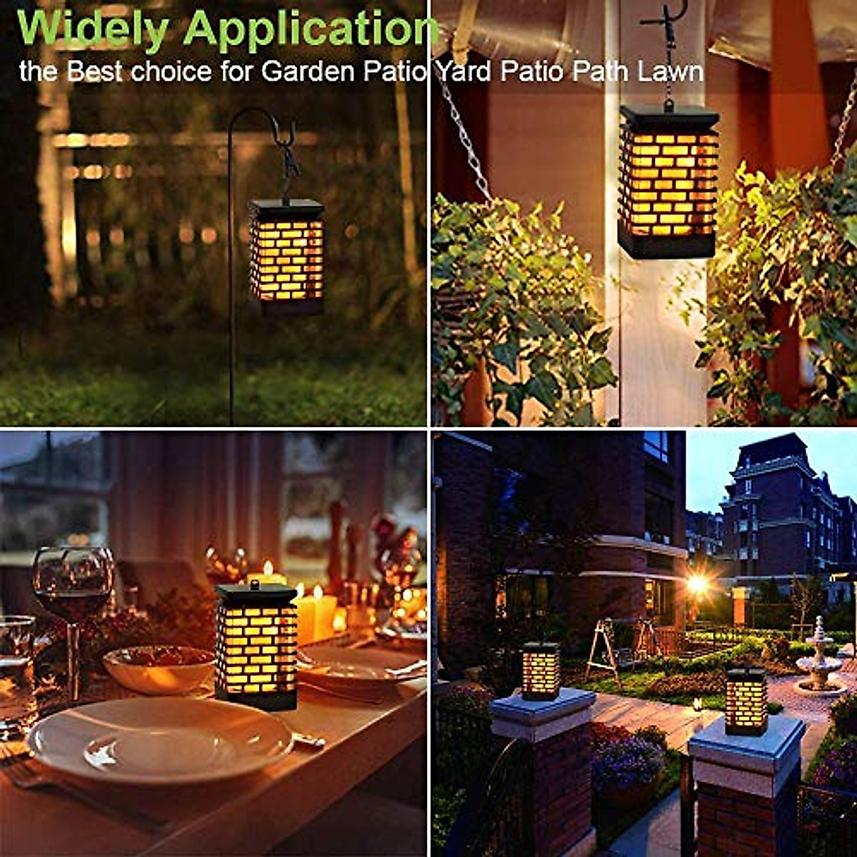 EOYIZW Solar Lantern Lights Outdoor Garden Decor, Upgraded 99LEDs Dancing Flickering Solar Hanging Flame Lights- IP65 Waterproof Tabletop Lamp Lanterns for Decor Garden Patio Path Deck Yard 1Pack