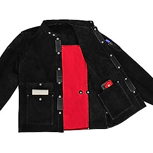 Leather Welding Jacket - Heat & Flame-Resistant Heavy Duty Split Cowhide Leather FR Work Safety Jacket (as1, alpha, m, regular, regular)
