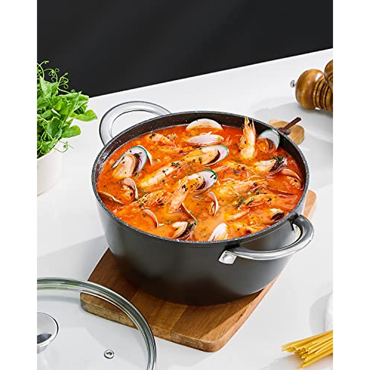 Induction Cookware Set, Fadware Pots and Pans Set Nonstick, Dishwasher Safe Pan Sets for Cooking Nonstick, Kitchen Utensils Set w/Frying Pans, Saucepans & Stockpot, Kitchen Essentials for New Home