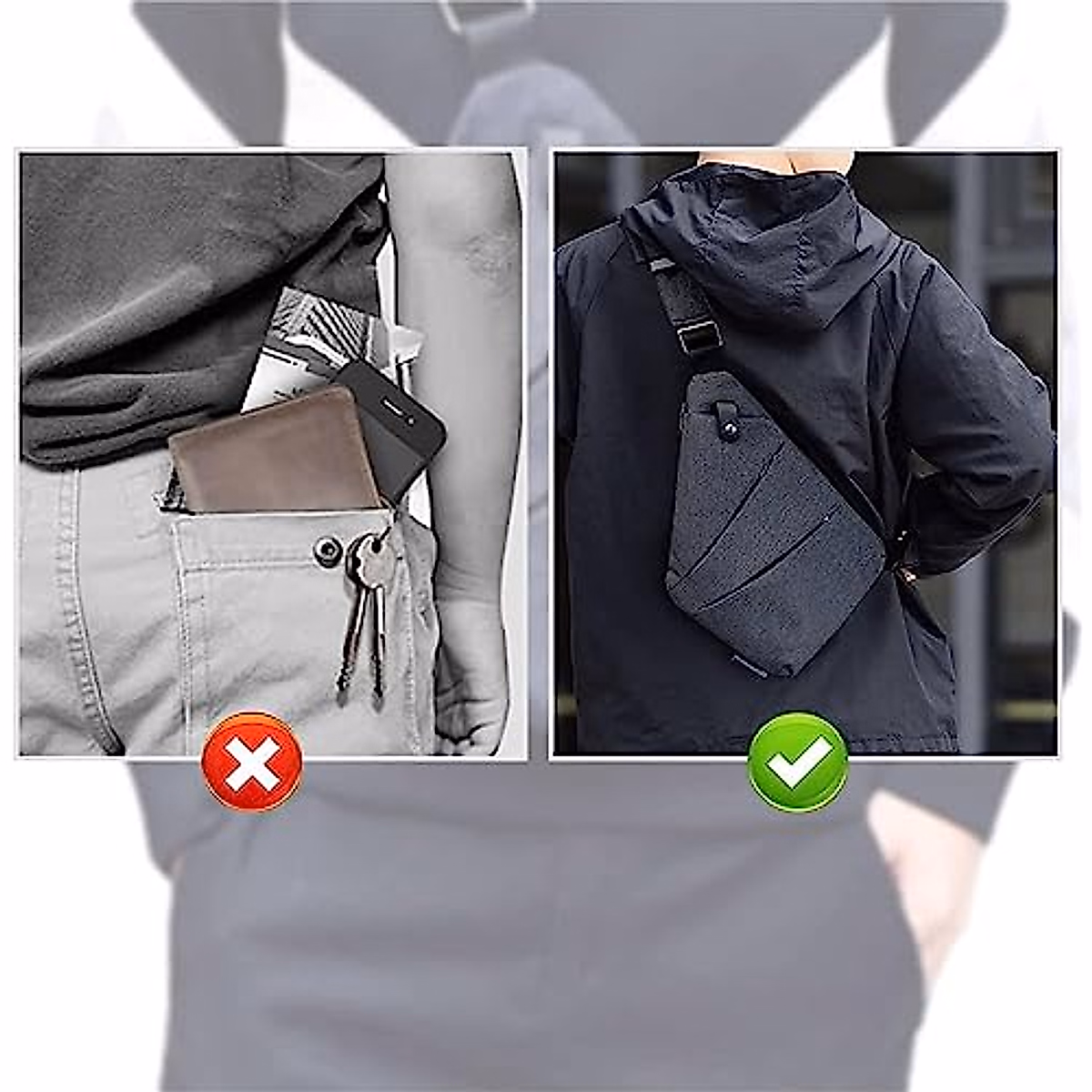 Exceptionm Personal Flex Bag, Valcen Personal Pocket Bag, Exceptionm Flex Bag for Women and Men (Black,Left)