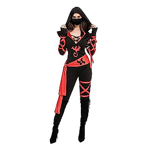 Spooktacular Creations Adult Women Ninja Costume, Deluxe Ninja Costume Set for Halloween Party Dress Up Cosplay (Large)