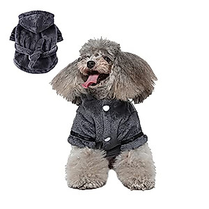 CheeseandU Dog Bathrobe for Small Dogs Winter Luxury Soft Flannel Thickened Hooded Pajamas Quick Drying and Super Absorbent Dog Bath Towel Soft Pet Nightwear for Puppy Small Dogs Cats,Grey