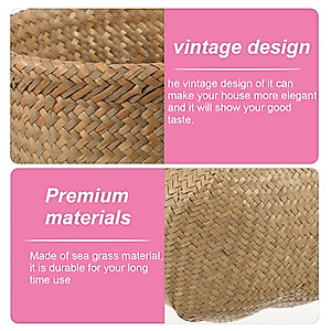 Garbage Bins Small Woven Basket Rattan Plant Pot Seagrass Waste Basket Basket Garbage Basket Clothes Hamper Laundry Hamper Wicker Seaweed Office Flower Vessel