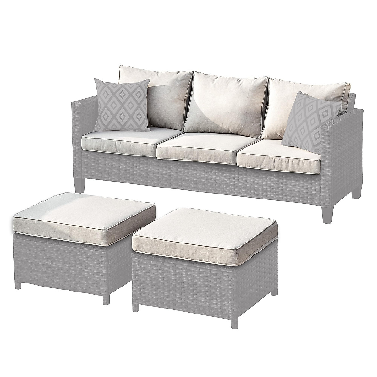 ovios Patio Cushion Covers, Waterproof Cushion Cover for Outdoor Furniture, Sofa, Couch, Ottoman Seat Back Cushion Cover with Zipper (8 Covers, Beige)